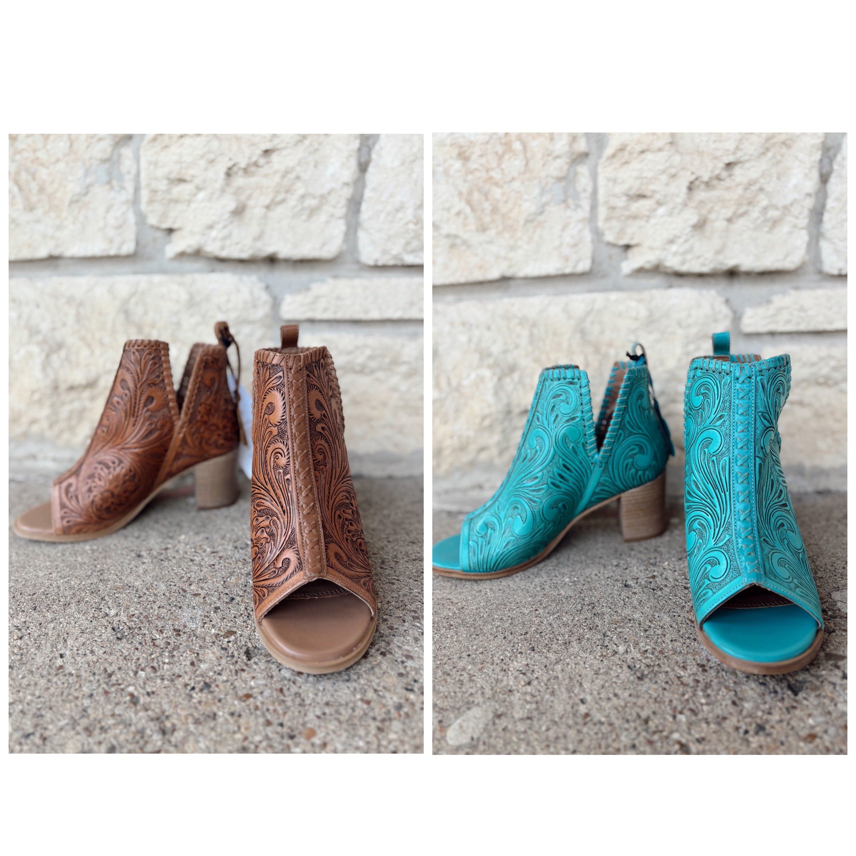Palomino Turquoise & Brown Tooled Booties – Wild Horse Boutique
